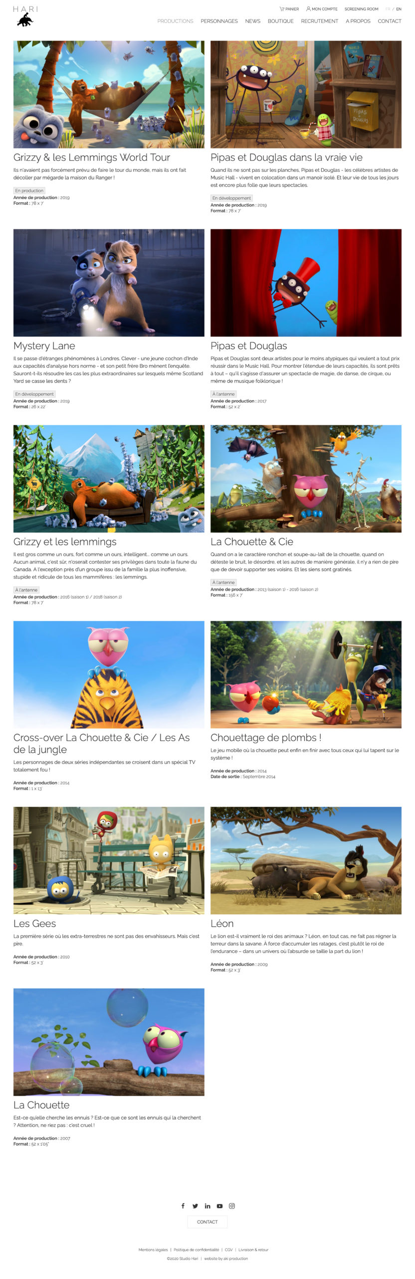 Studio Hari – akiprod > création site web