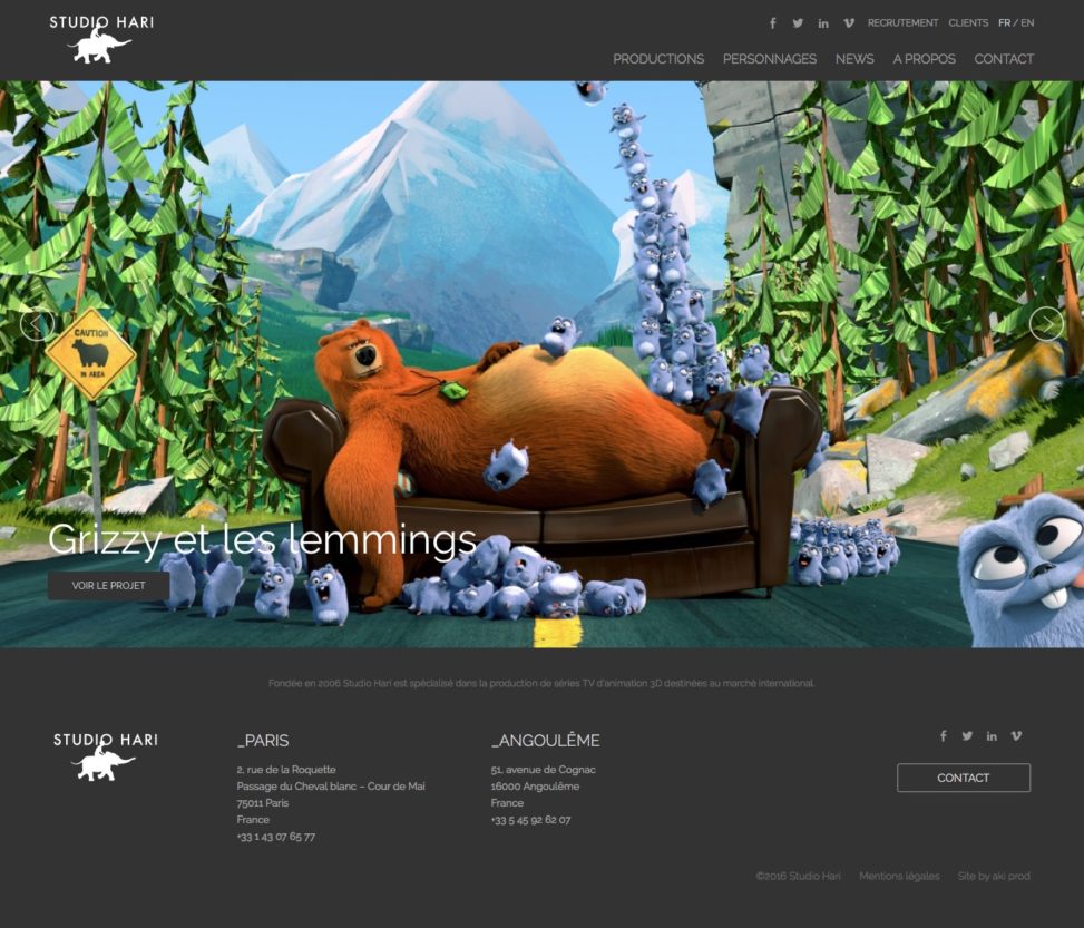 Studio Hari – aki production > création site web